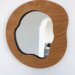 Wooden Irregular Mirror, Organic Shape Mirror, Asymmetrical Home Decor ...