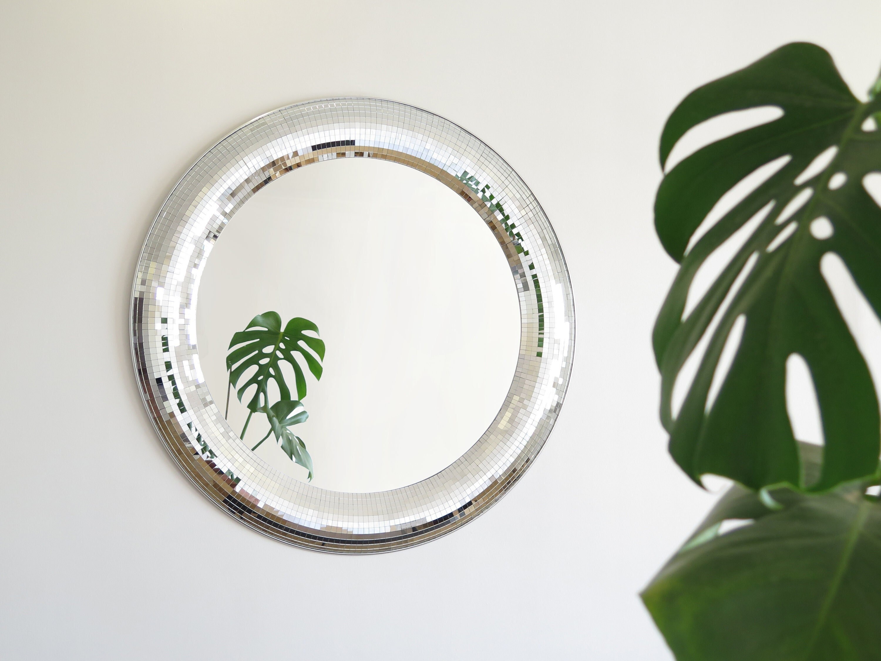 Large Round Mosaic Mirror Disco Ball Mirror Wall Mounted - Etsy