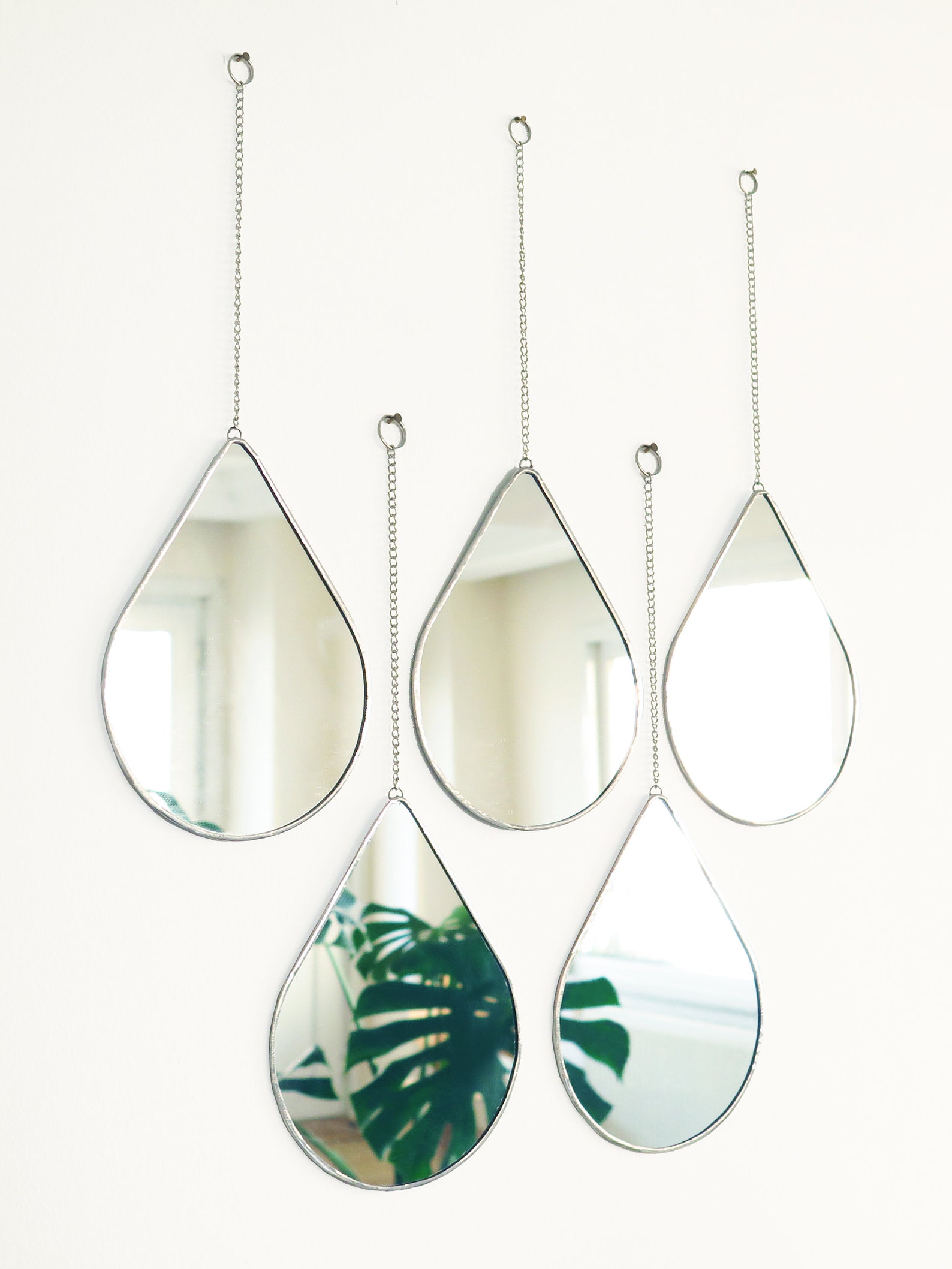 Handmade Teardrop Wall Mirror, Copper Foil Decor, Geometric Hanging ...