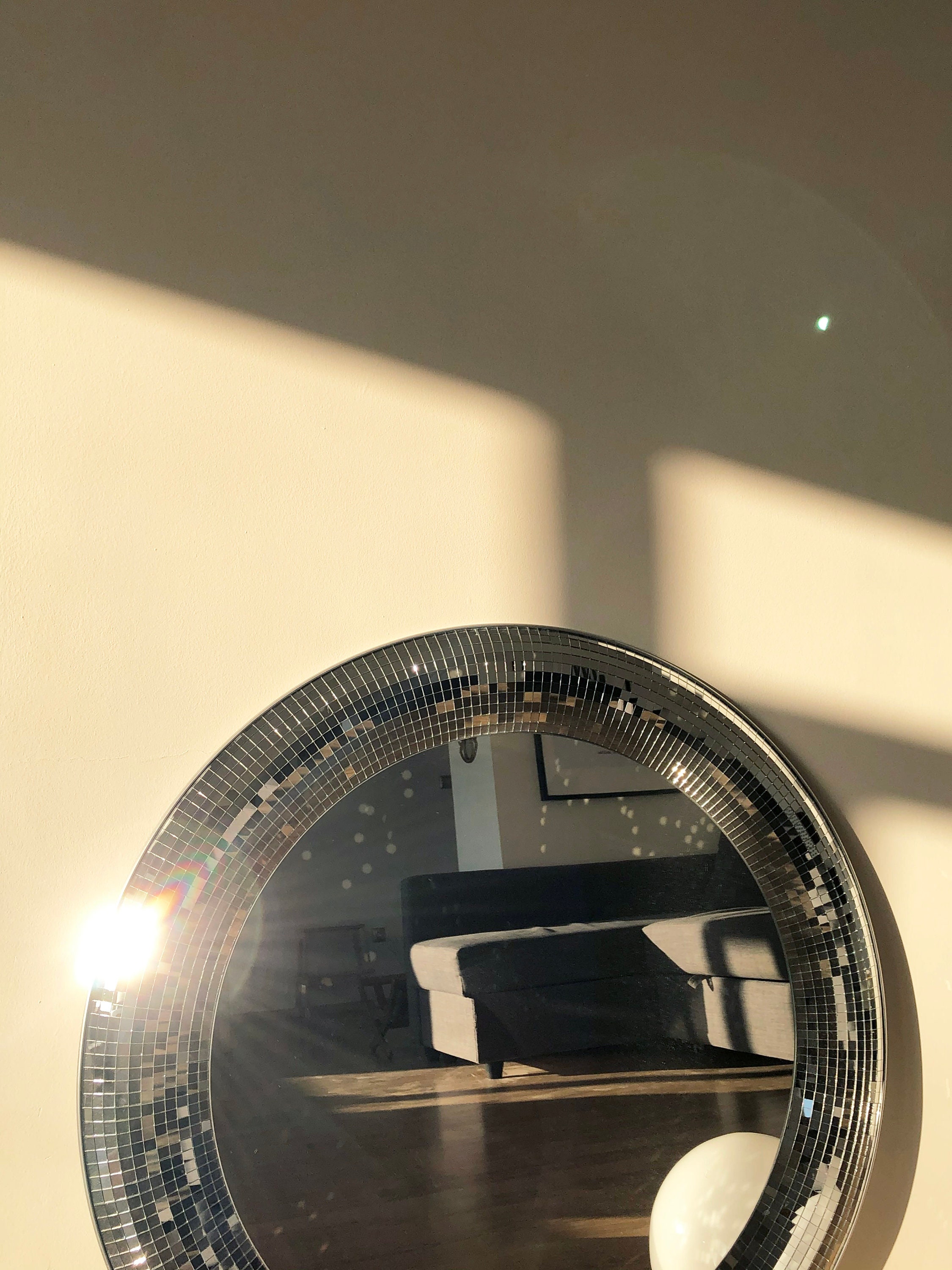 Large Round Mosaic Mirror Disco Ball Mirror Wall Mounted - Etsy