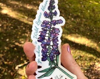 Watercolor Lupine Sticker Lupine Vinyl Sticker, Wildflower Stickers ...
