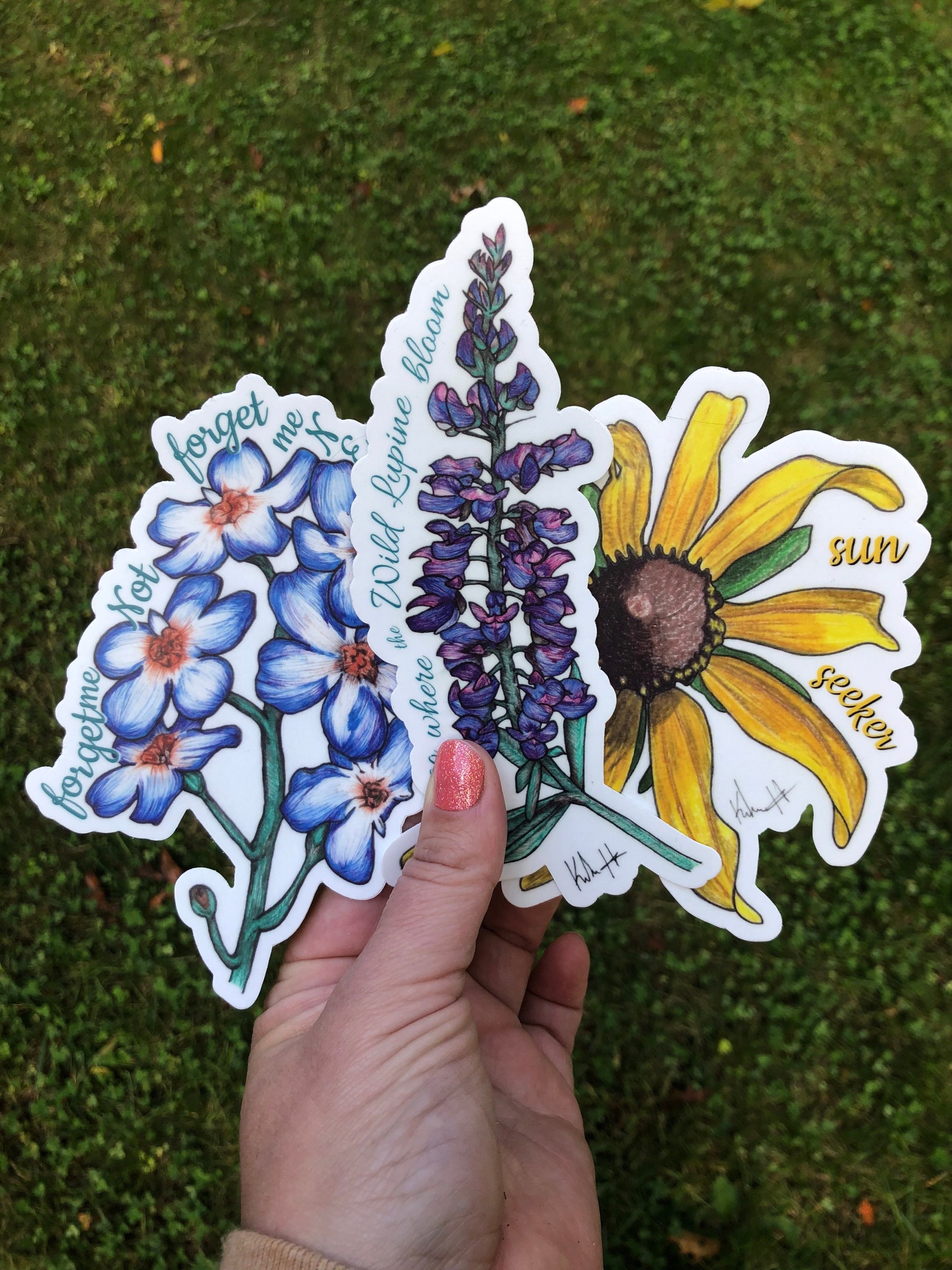Wildflower Sticker 3-pack large - Etsy