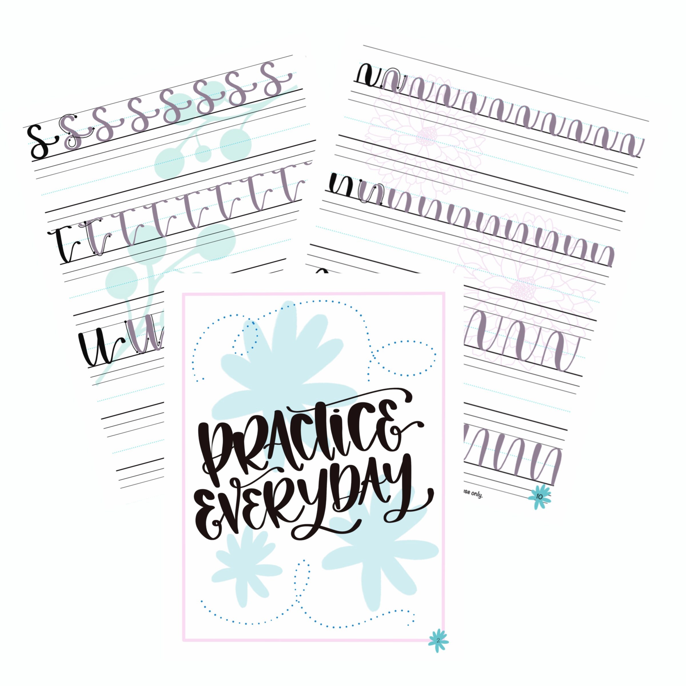 Art of Lettering, Script Lettering Practice Sheets, UPPER CASE Letters ...