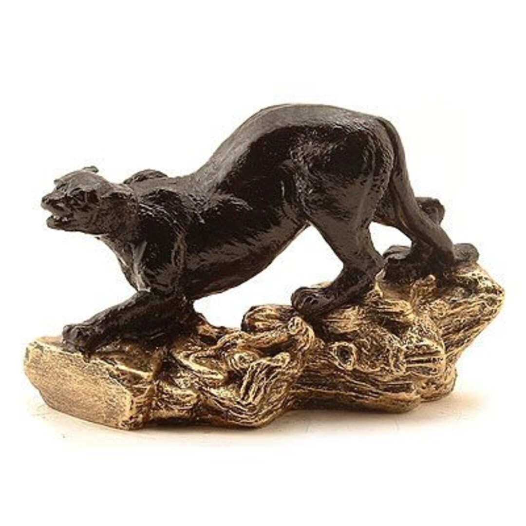 Crouching Cougar With Optional Wooden Base + Custom Engraving, Cougar ...