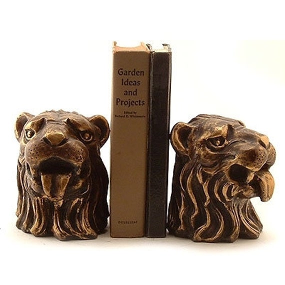 Lion Bookends Lion Decor Bookends Animal Bookends Wildlife - Etsy