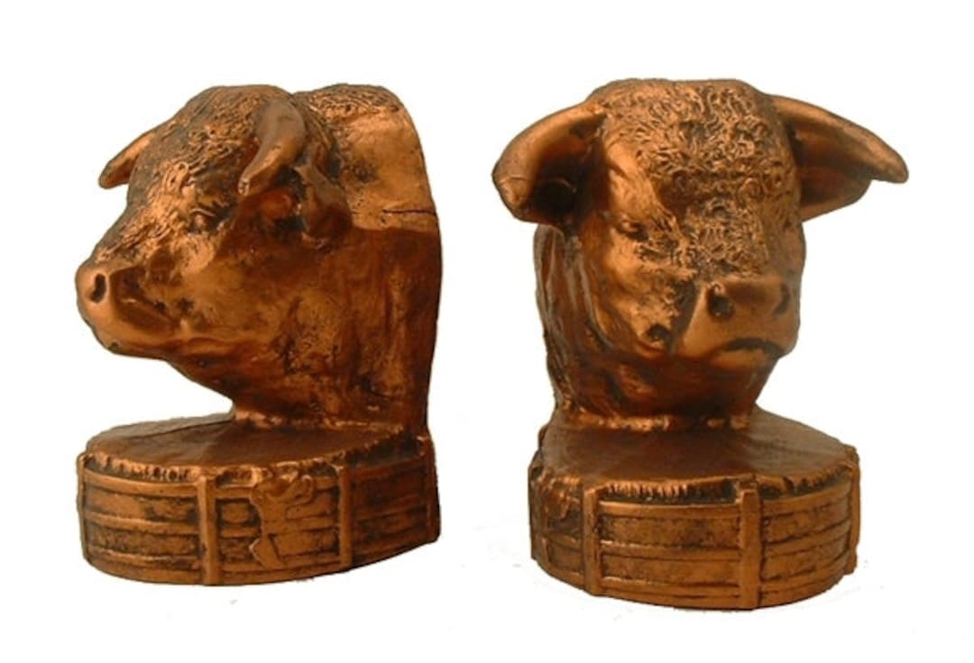 Custom Bull Bookends, Bull Book Ends, Home Decor, Bull Office Decor ...