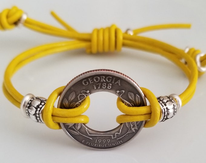 Georgia State Coin Bracelet | Quarter Bracelet | Leather Bracelet ...