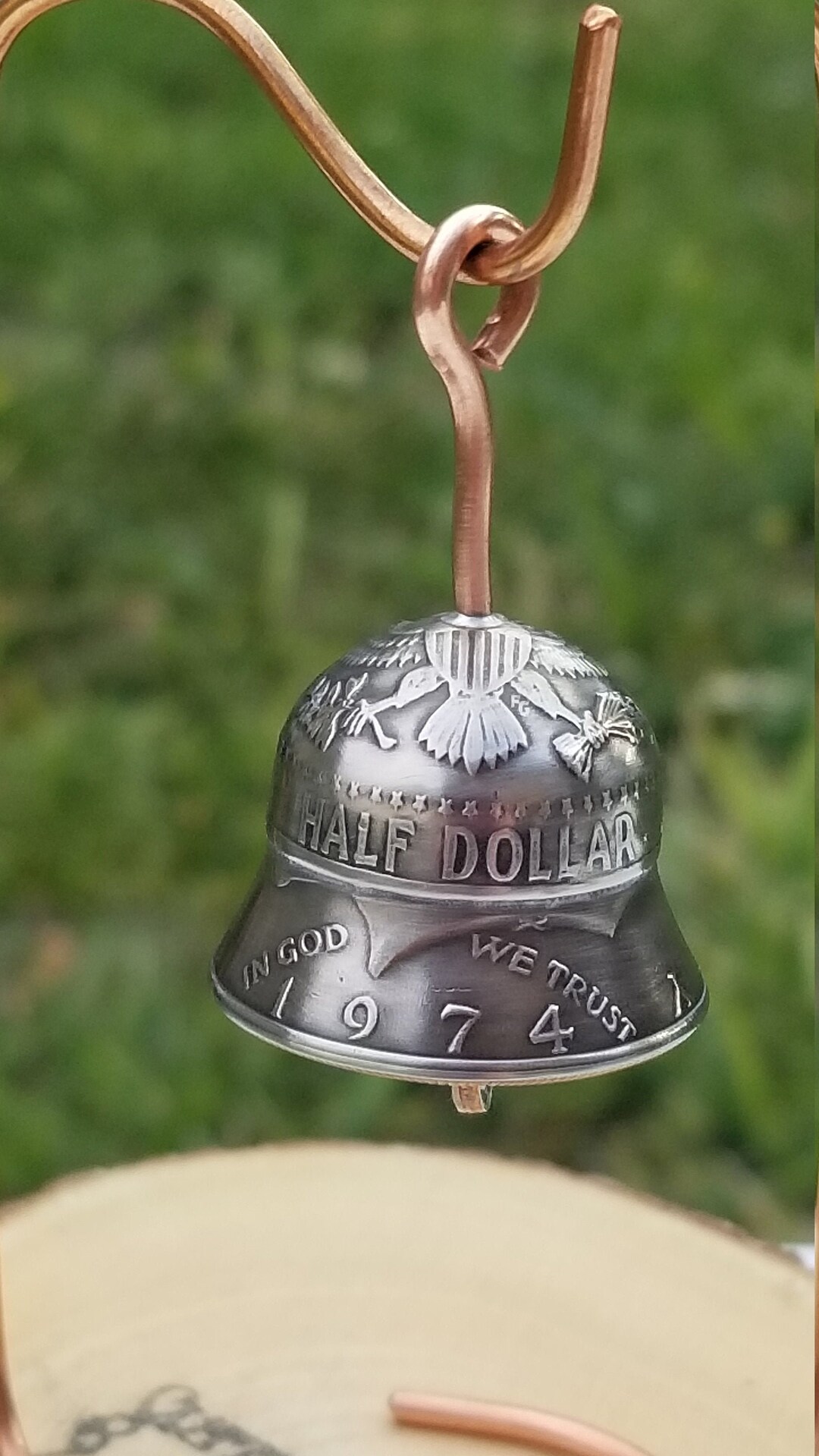 1974 JFK Coin Guardian Bell | Clad JFK Half Dollar Coin Bell | Guardian ...