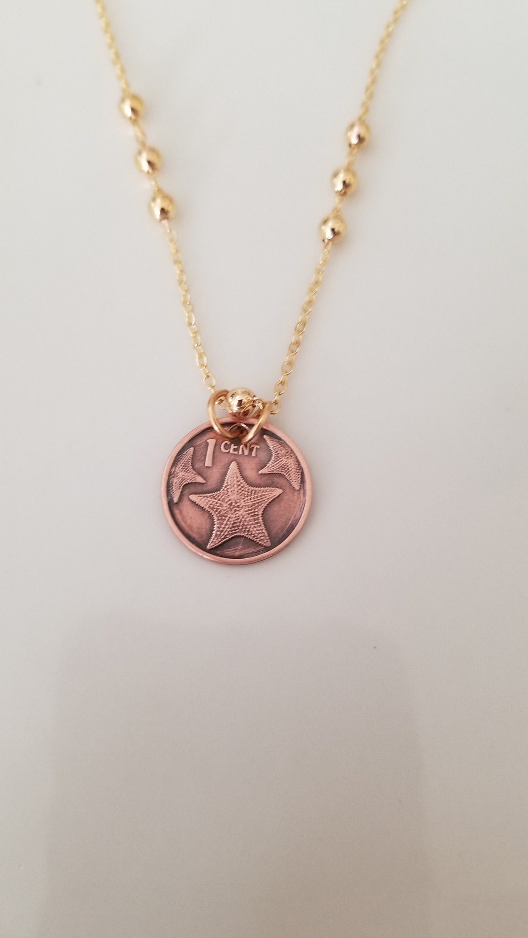 Bahamas 1 Cent Coin Necklace | Bahamian Starfish Sea | Coin Jewelry ...