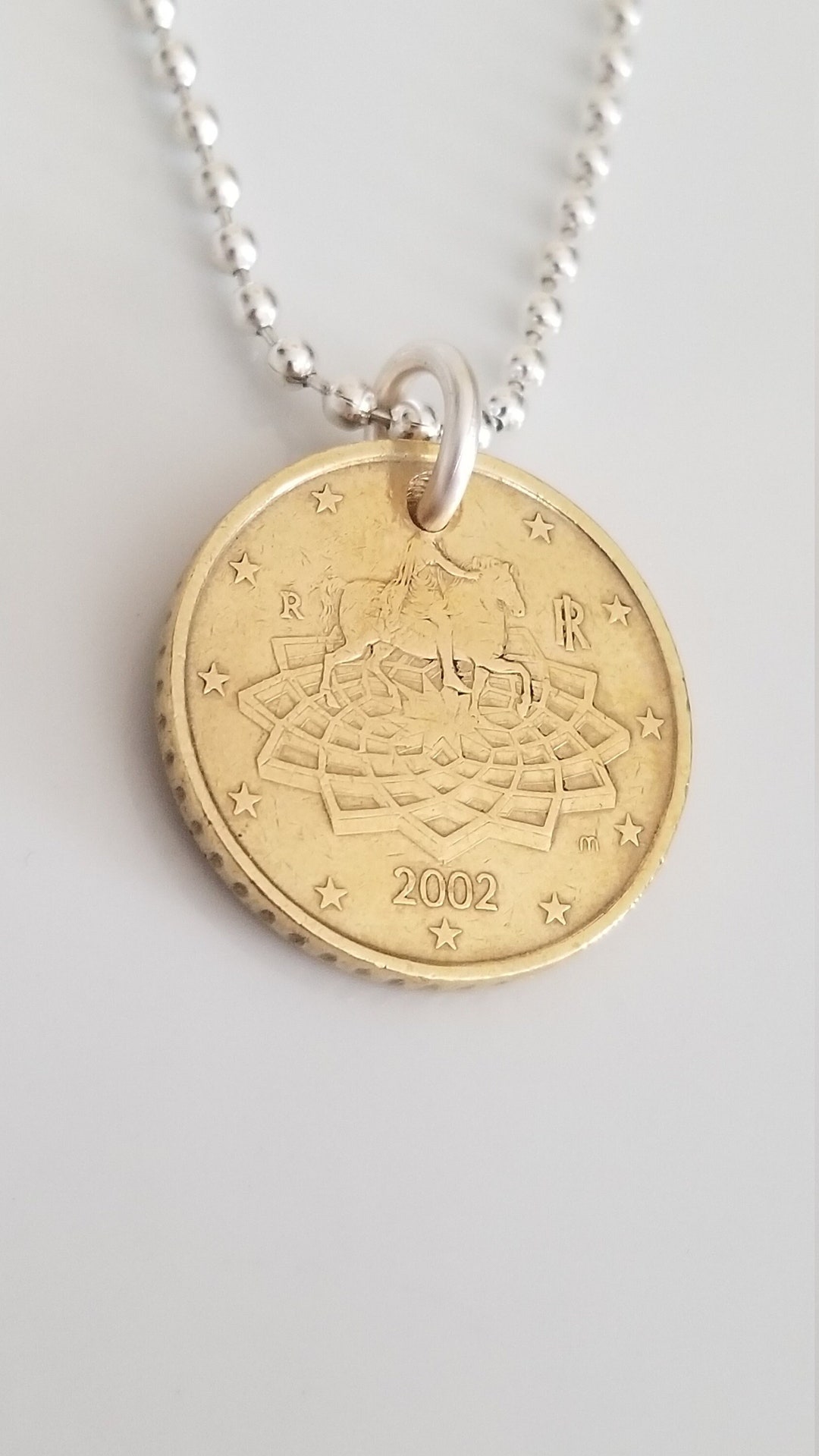 Italy 50 Cents Coin Necklace | Italian Coin Necklace | Coin Jewelry ...