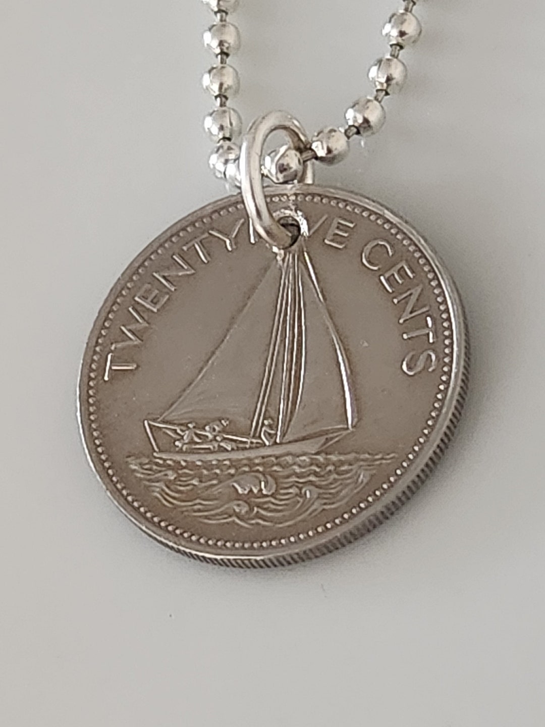 Bahamas Sailboat Coin Necklace Sailboat Necklace Ocean - Etsy
