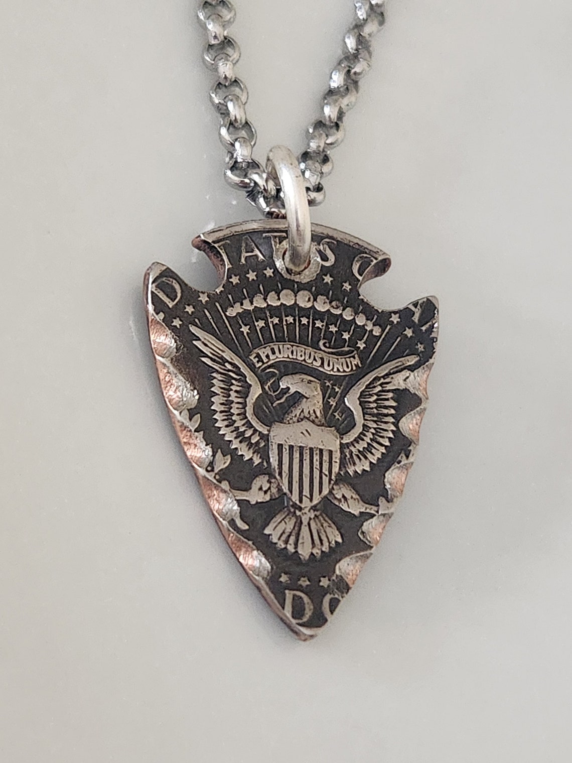 Arrowhead Half Dollar Coin Necklace | Hand Cut Coin Arrowhead Necklace ...