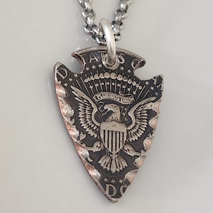 Arrowhead Half Dollar Coin Necklace | Hand Cut Coin Arrowhead Necklace ...