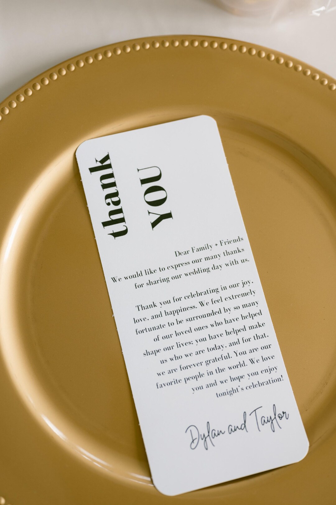 Personalized Wedding Dinner Plate Thank You Note | Editable Canva ...