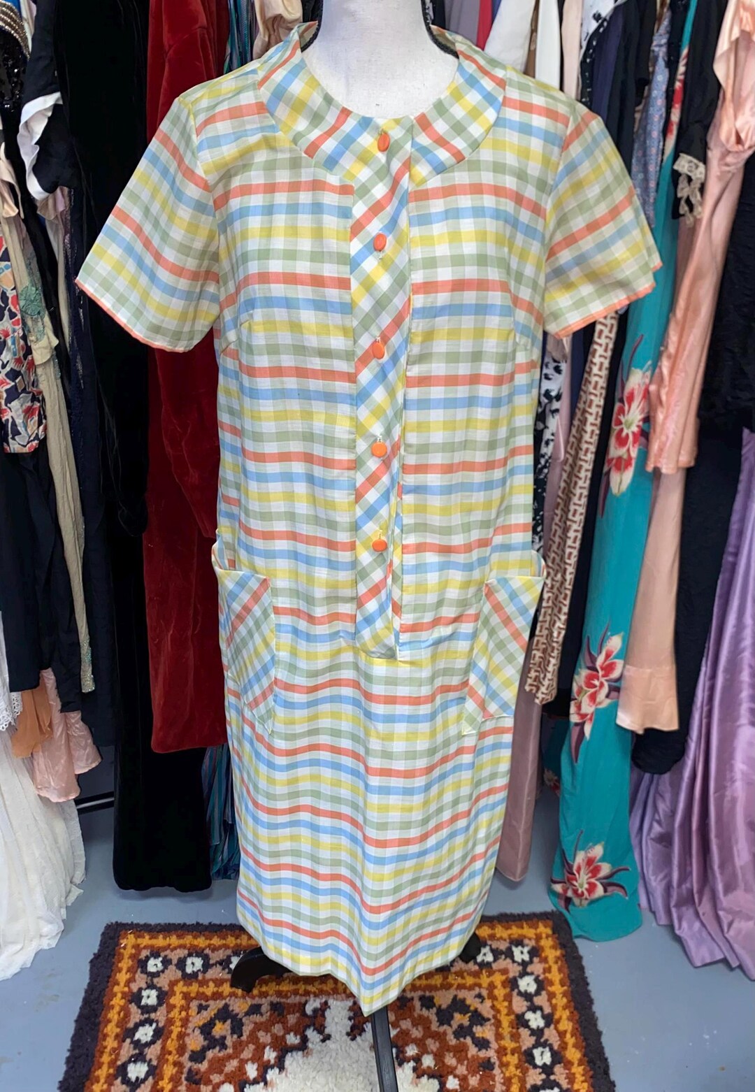 Authentic Vintage 1960s Plaid House Dress! - Etsy