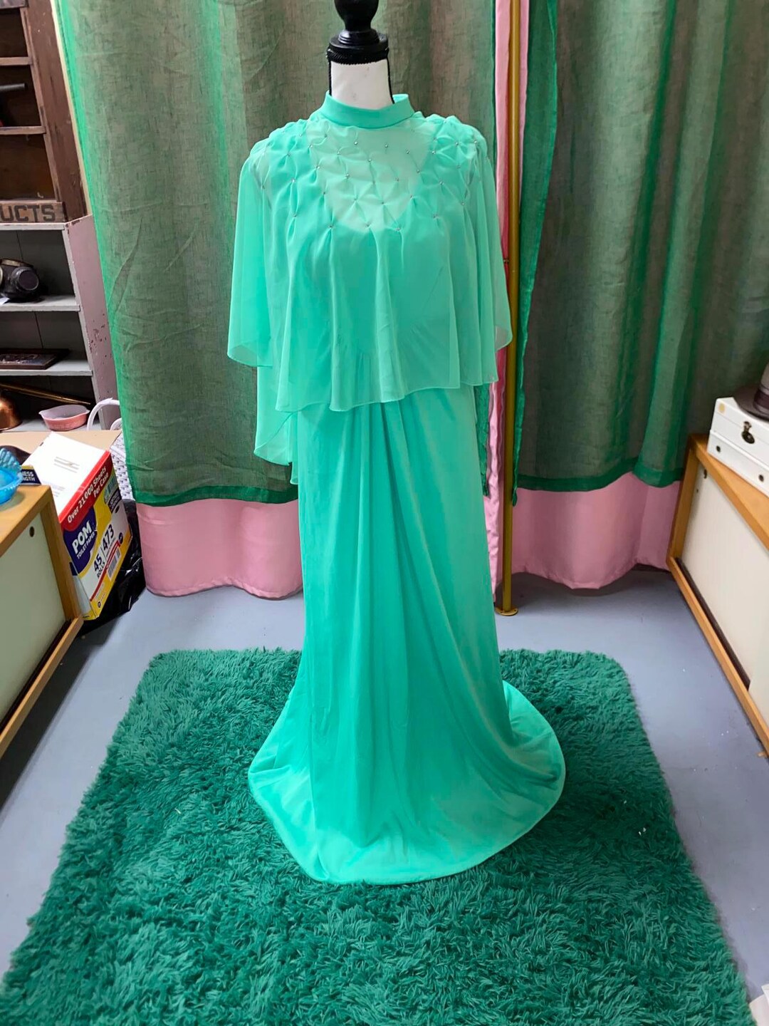 Authentic Vintage 70s Formal Dress With Cape - Etsy