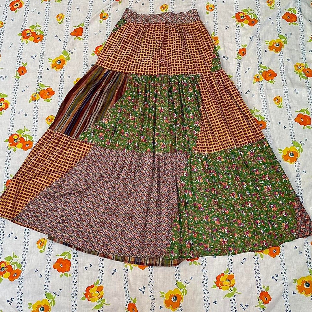 Authentic Vintage 60s Patchwork Skirt - Etsy