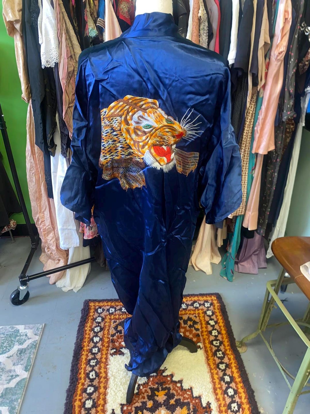 Authentic Vintage 70s Satin Embroidered Tiger Robe - Etsy