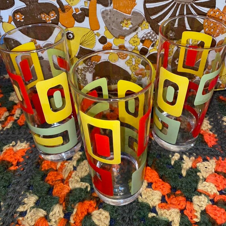 Authentic Vintage 70s Glass Cups - Etsy