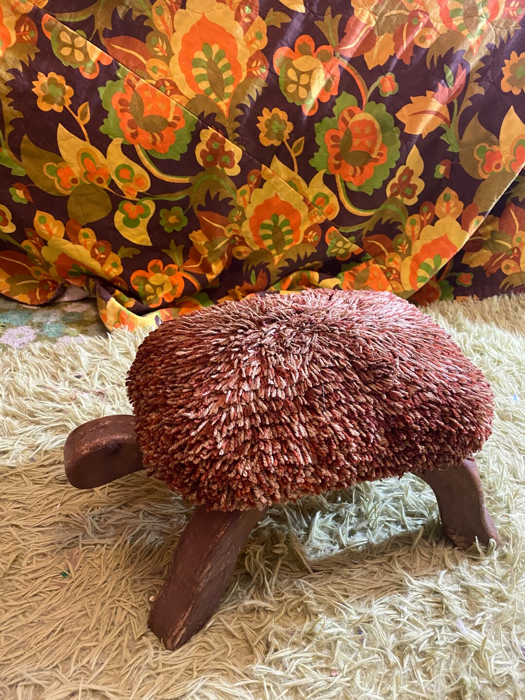 Authentic Vintage 70s Turtle Footstool - Etsy