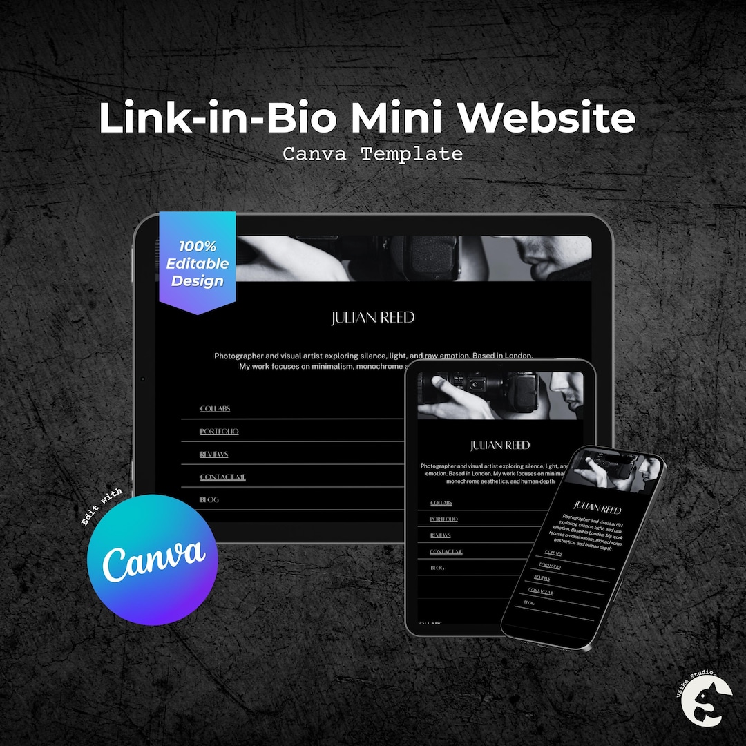 Minimalist Link in Bio Canva Template: Mobile Website Design - Etsy