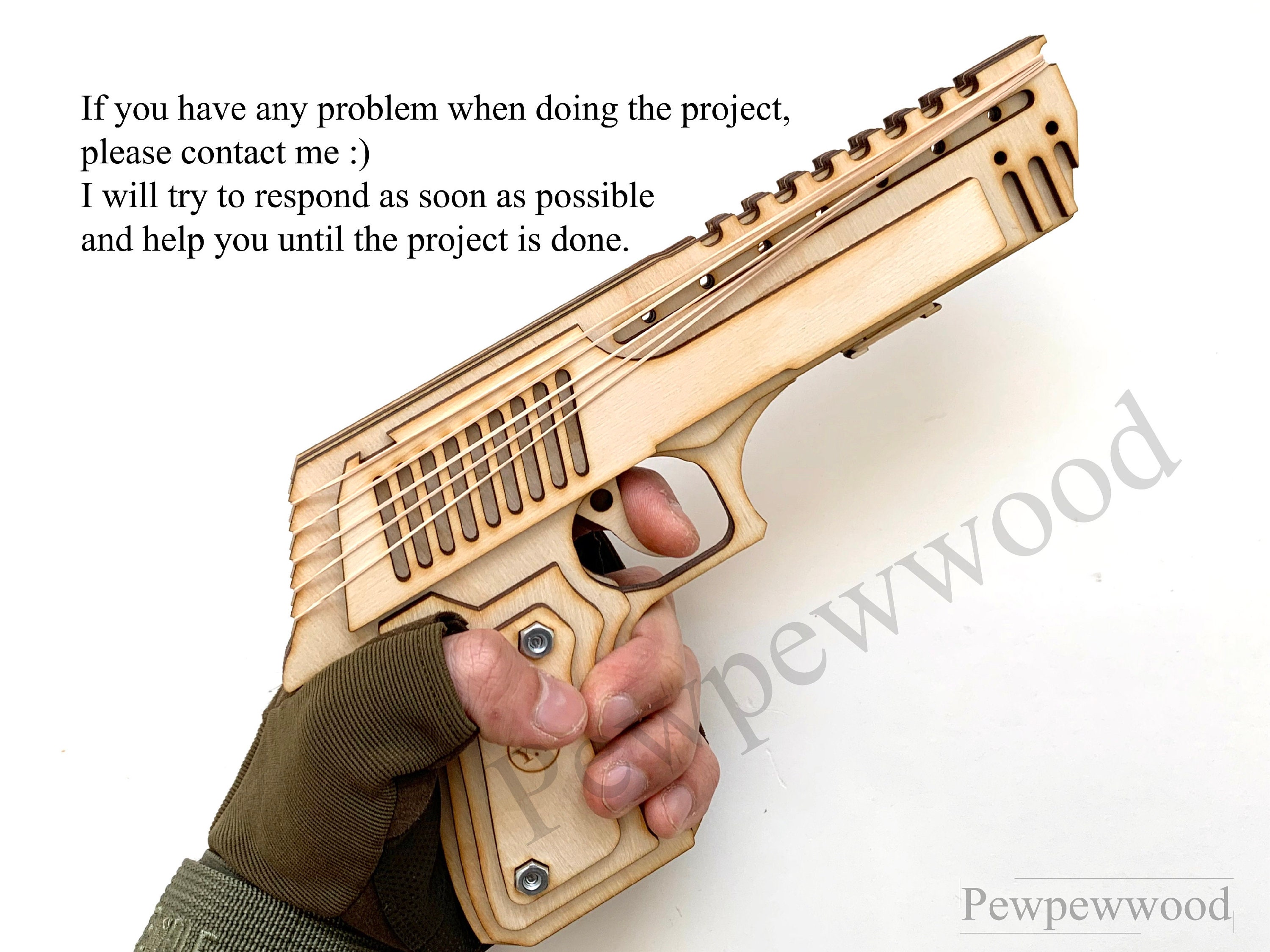 Laser Cut Files Revolver Bulldog Pistol Model. Vector SVG CNC Files for ...