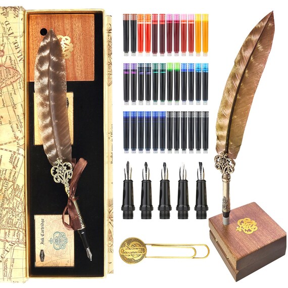 S Calligraphy Fountain Pen Set With 4 Nib Sizes & 20 Ink Cartridges ...