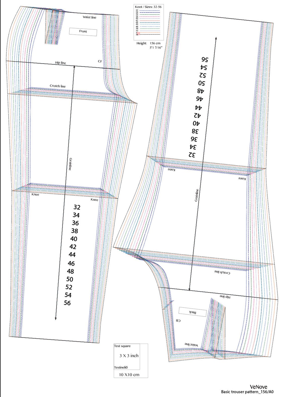 Basic Trouser Blockdifferent Heights156 Cm/5'1 7/16''13 Sizes 32-56PDF ...