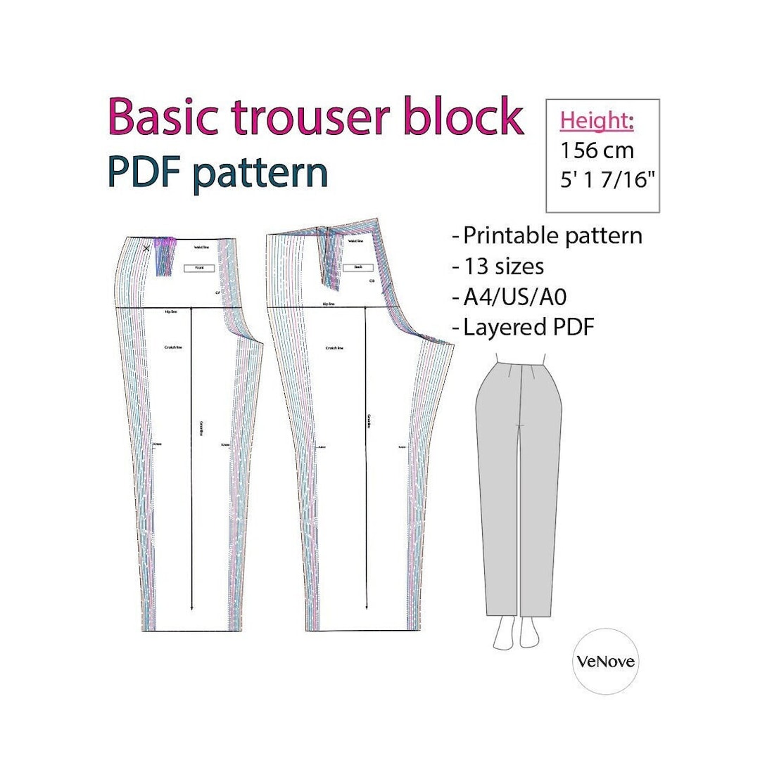 Basic Trouser Block|different Heights|156 Cm/5'1 7/16''|13 Sizes 32-56 ...