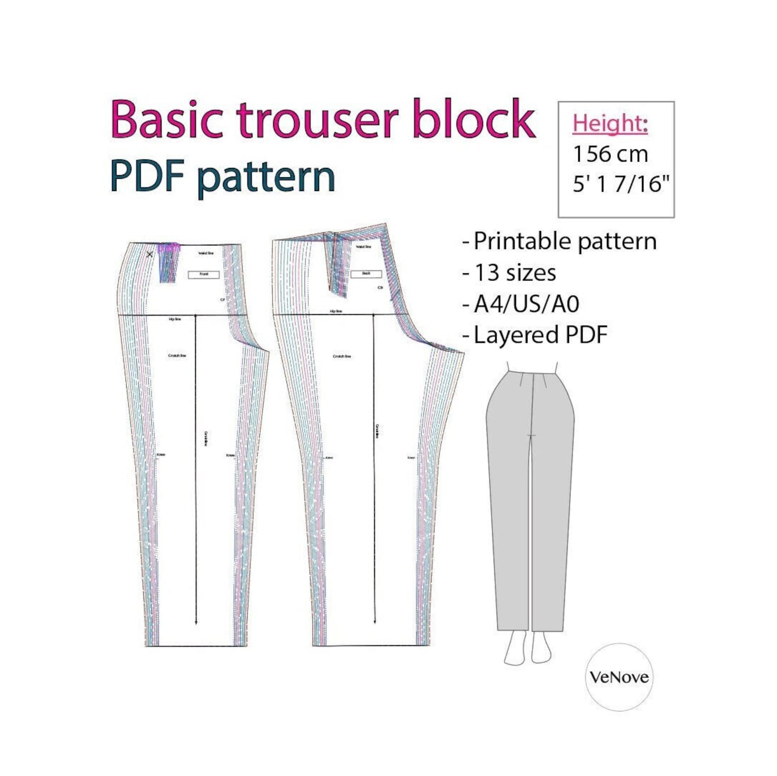 Basic Trouser Block|different Heights|156 Cm/5'1 7/16''|13 Sizes 32-56 ...