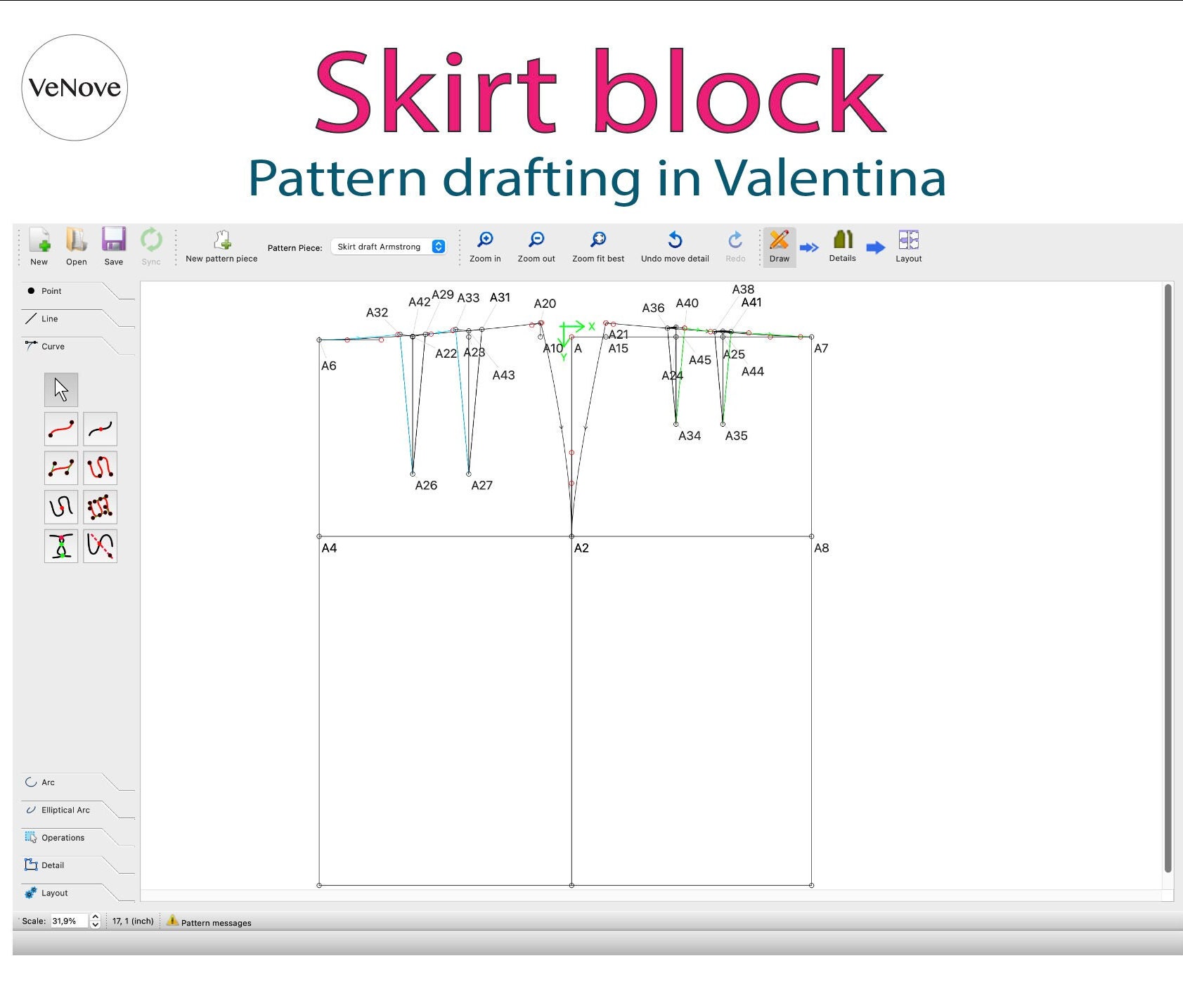 Skirt Draft in Valentina | Digital Sewing Pattern | Pattern File and ...