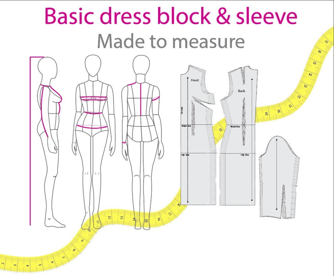 Basic Dress Block & Sleeve|custom Measurements|made to Order|printable ...