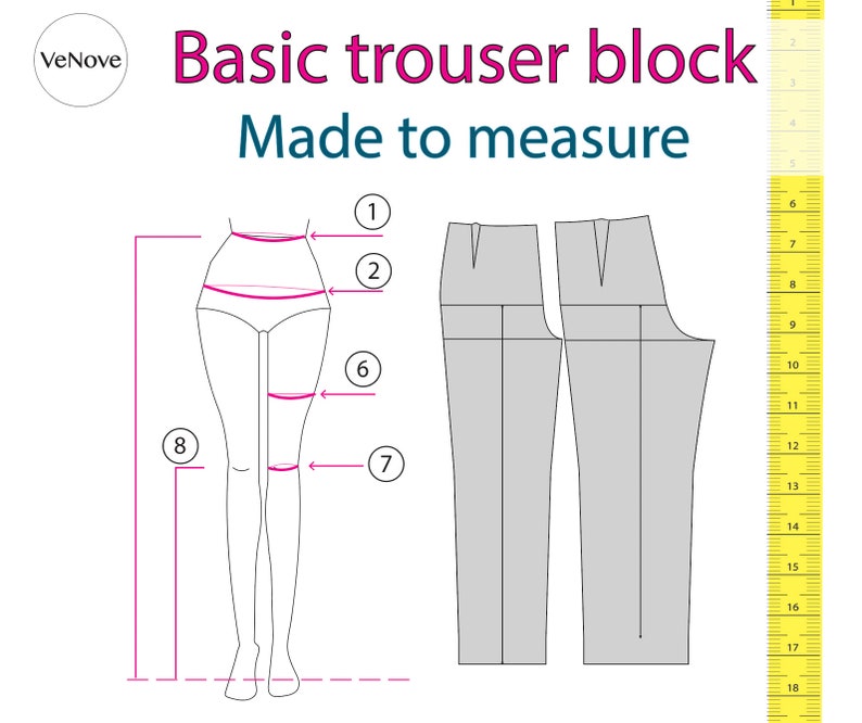 Basic Trouser Block for Women | Custom Measurements |made to Order ...