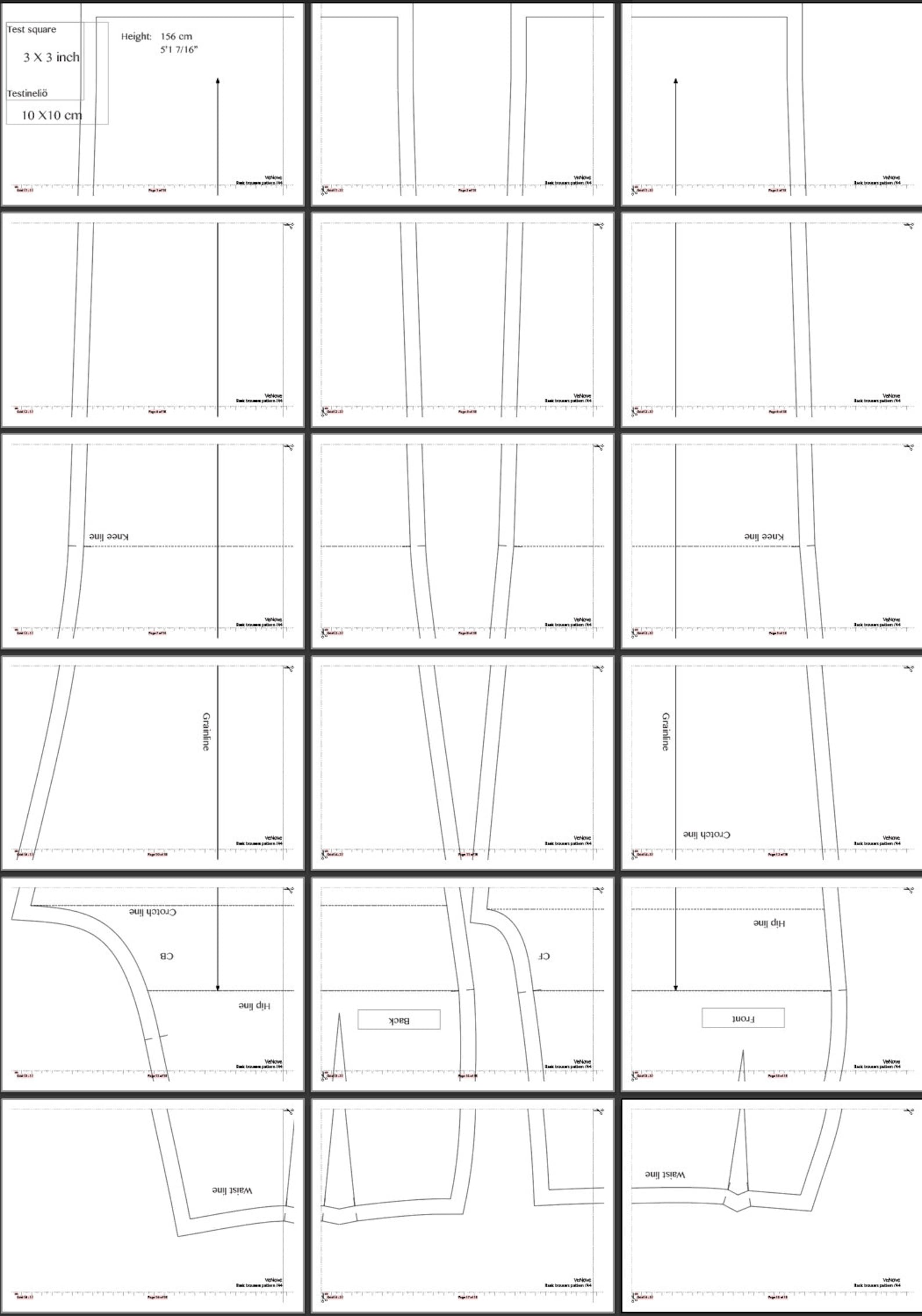 Basic Trouser Block|different Heights|156 Cm/5'1 7/16''|13 Sizes 32-56|PDF Pattern|instant ...