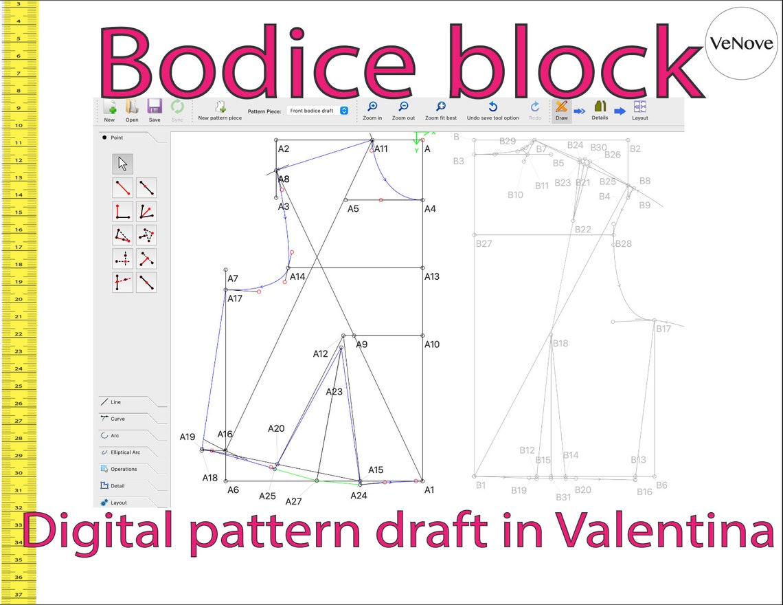 Bodice Draft in Valentina | Digital Sewing Pattern |pattern File and ...