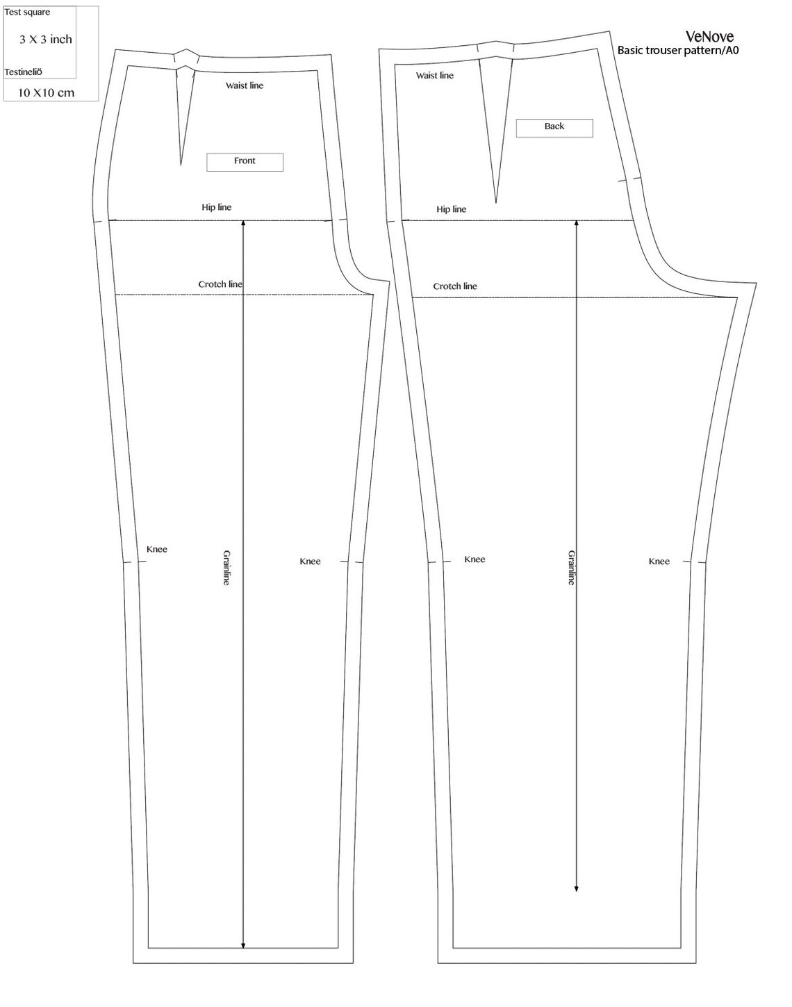 Basic Trouser Block for Women | Custom Measurements |made to Order ...