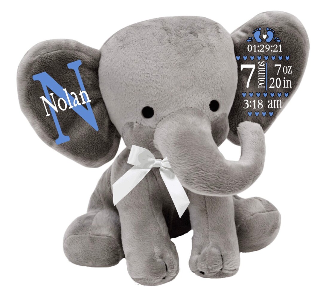 Birth Announcement Baby Elephant Personalized With Any Name, Dates ...