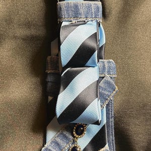 Handmade Silk Denim Necktie Necklace, Glam Brooch, Ribbon Tie - Etsy
