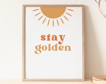 Stay Golden Sun Rays Digital Download, Spring and Summer Wall Art Home ...