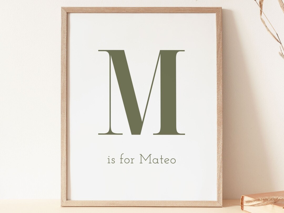 Personalized Baby Name Print, Sage Green Monogram Poster, Custom Baby ...