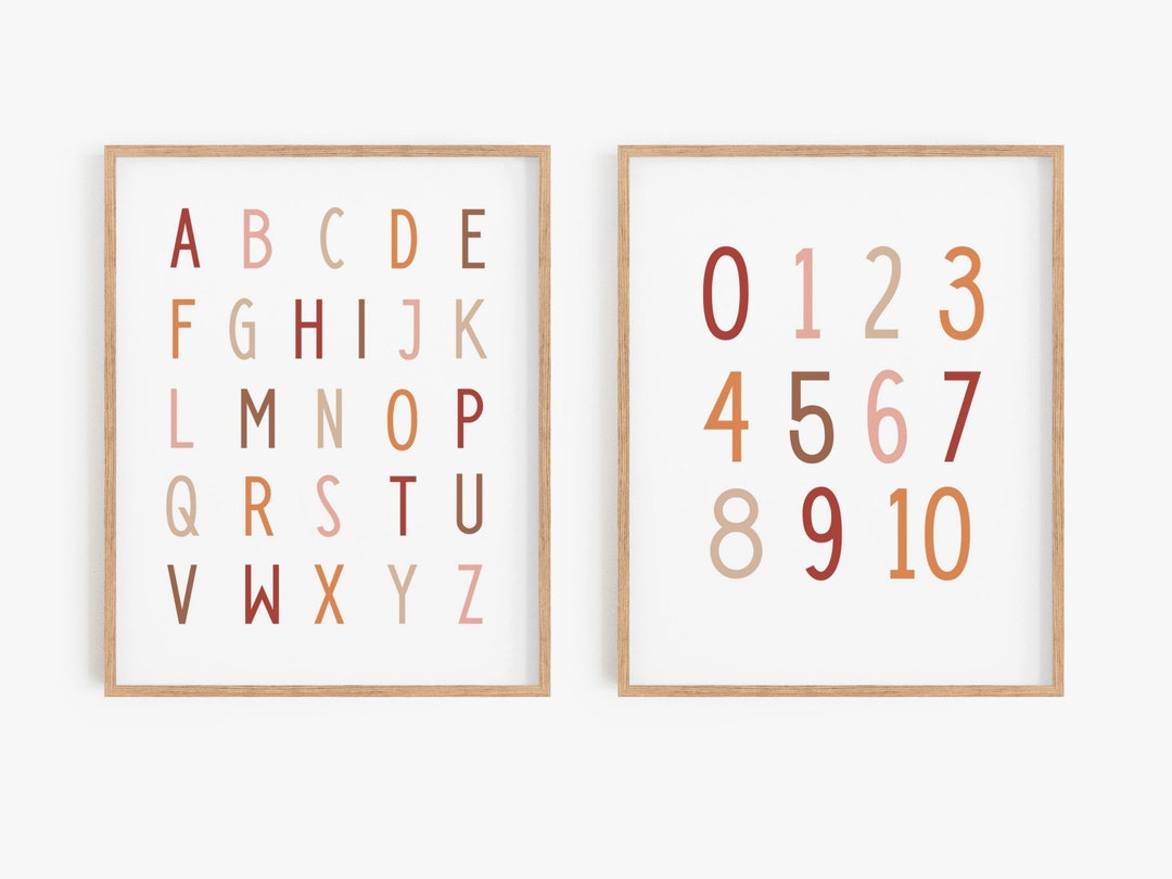 Terracotta Alphabet Number Prints, Boho Nursery Decor (digital Download ...