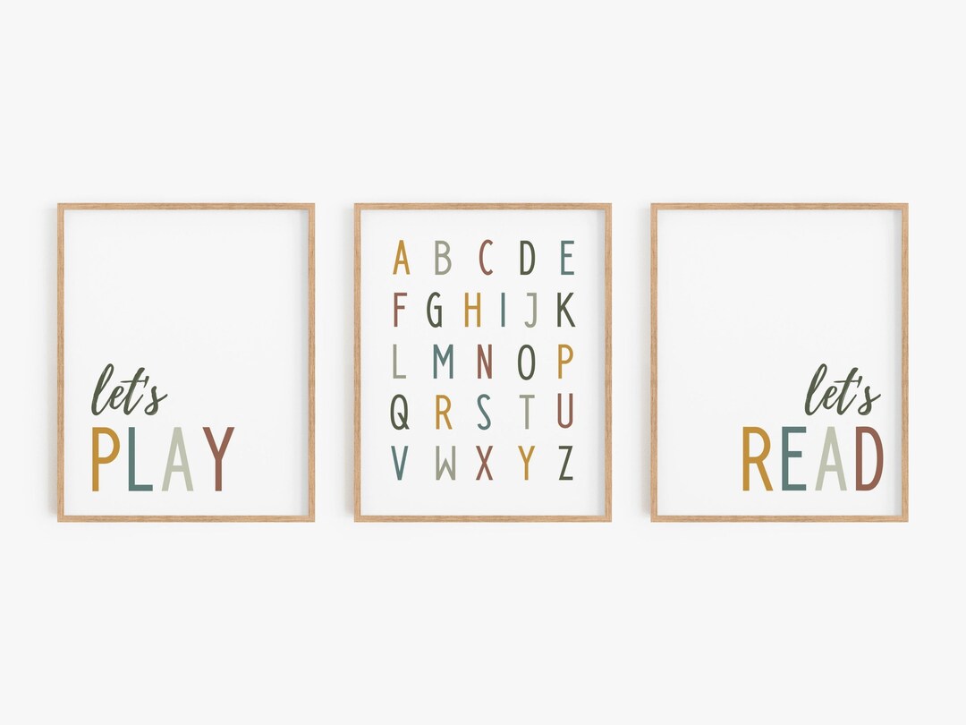 Earth Tone Alphabet Nursery Prints, Playroom Wall Art (digital Download ...