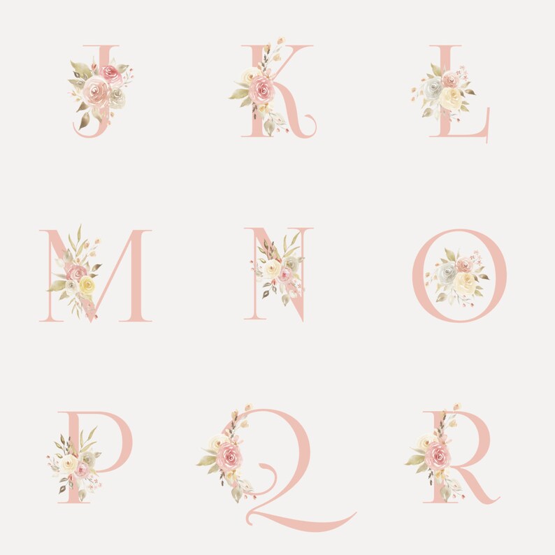 Blush Monogram Wall Art Initial Print Boho Baby Name Boho - Etsy