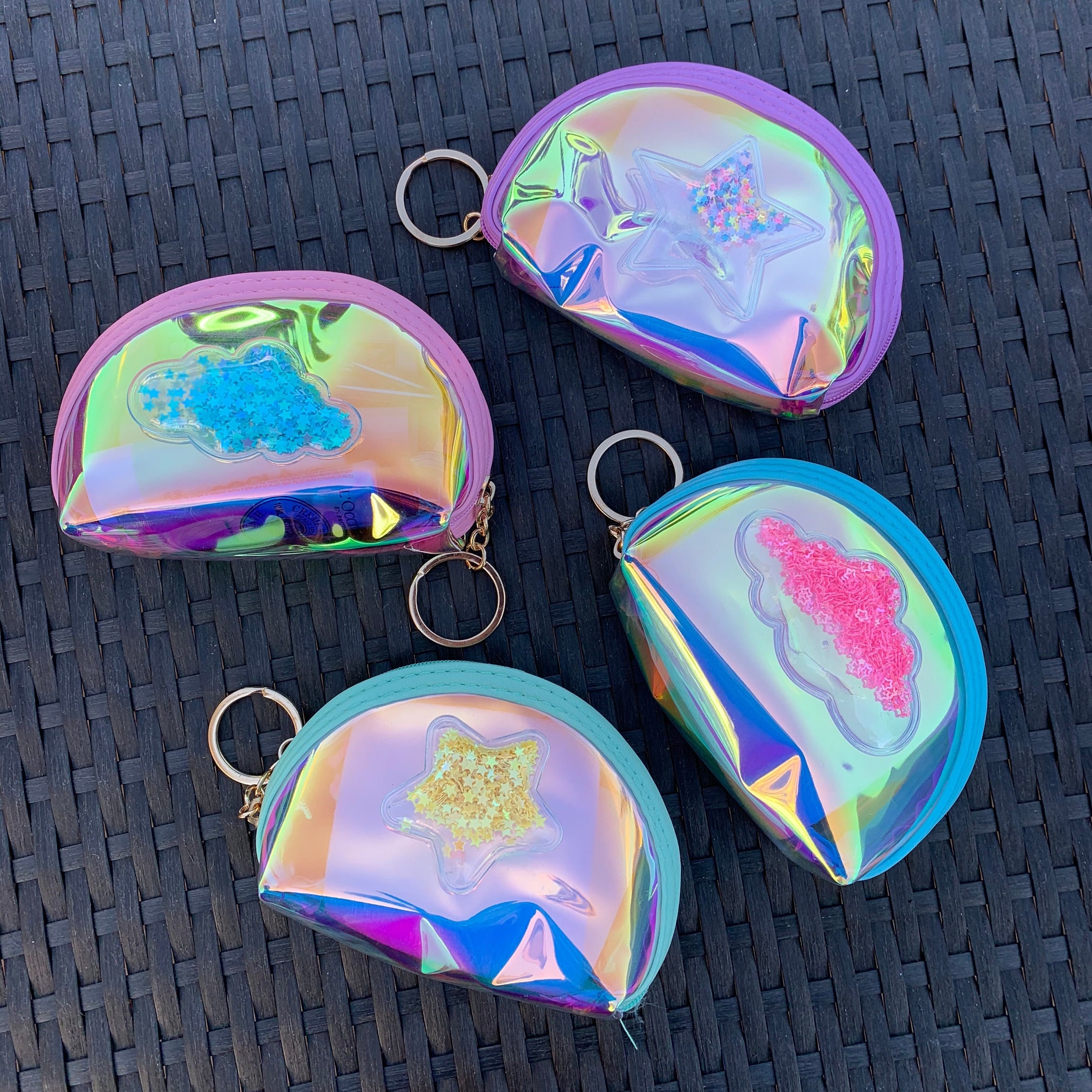 Holographic Transparent Zipper Coin Pouch Bag Mini Star/cloud Change ...