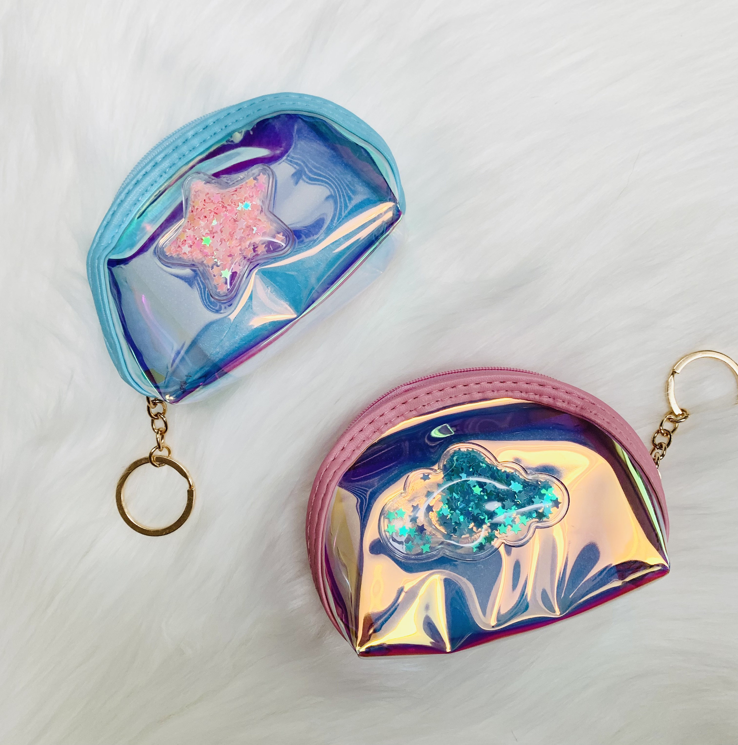 Holographic Transparent Zipper Coin Pouch Bag Mini Star/cloud Change ...