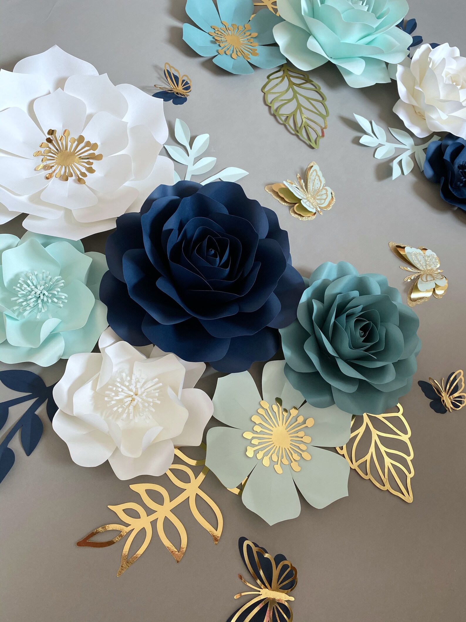 Paper Flower Wall Decor Blue Nursery Wall Paper Flowers - Etsy Canada