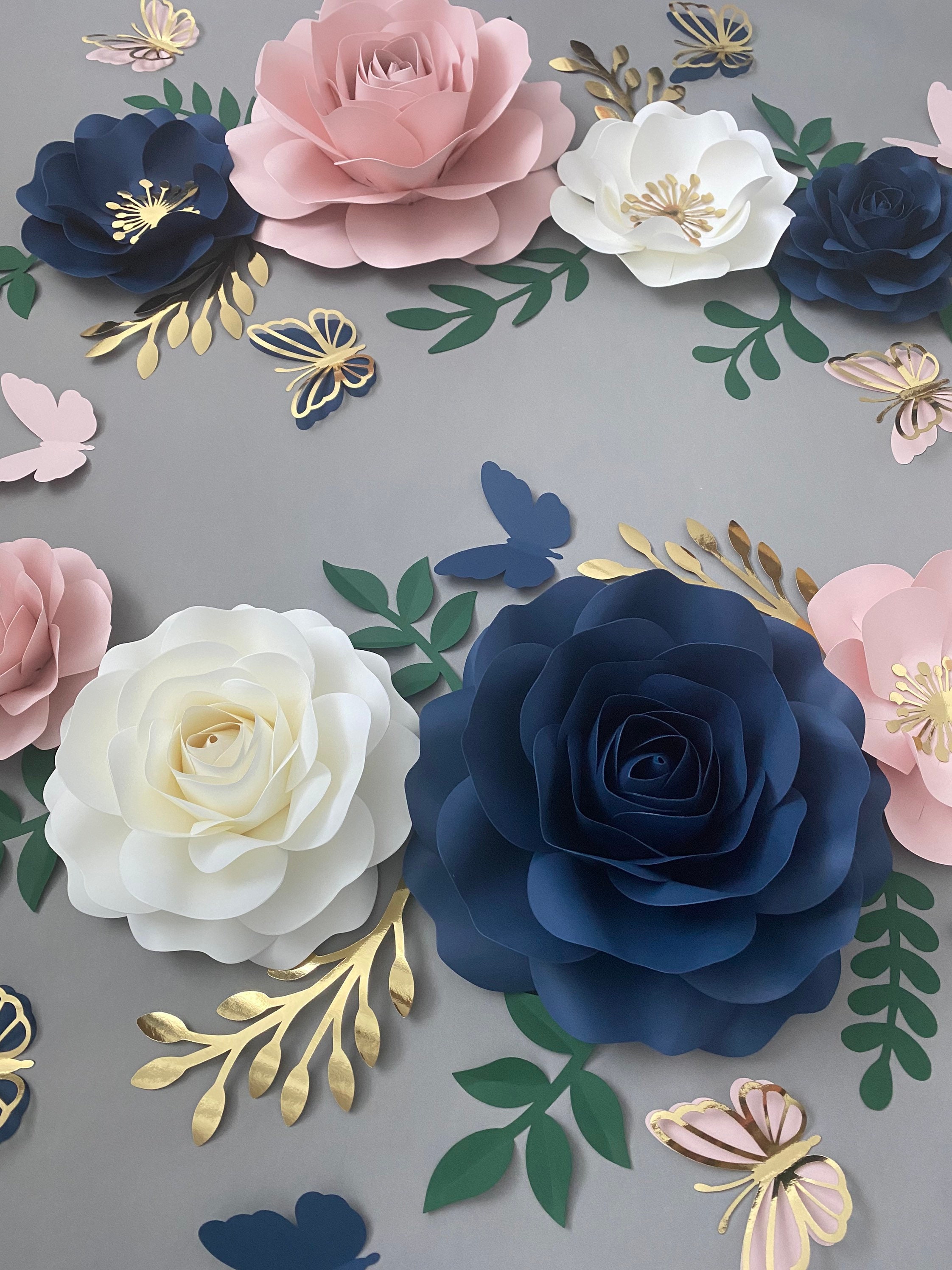 Paper Flower Set Blue and Pink Nursery Flowers Nursery - Etsy Canada