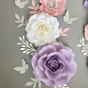 Purple Paper Flowers, Paper Flower Wall Decor, Purple Nursery Decor ...