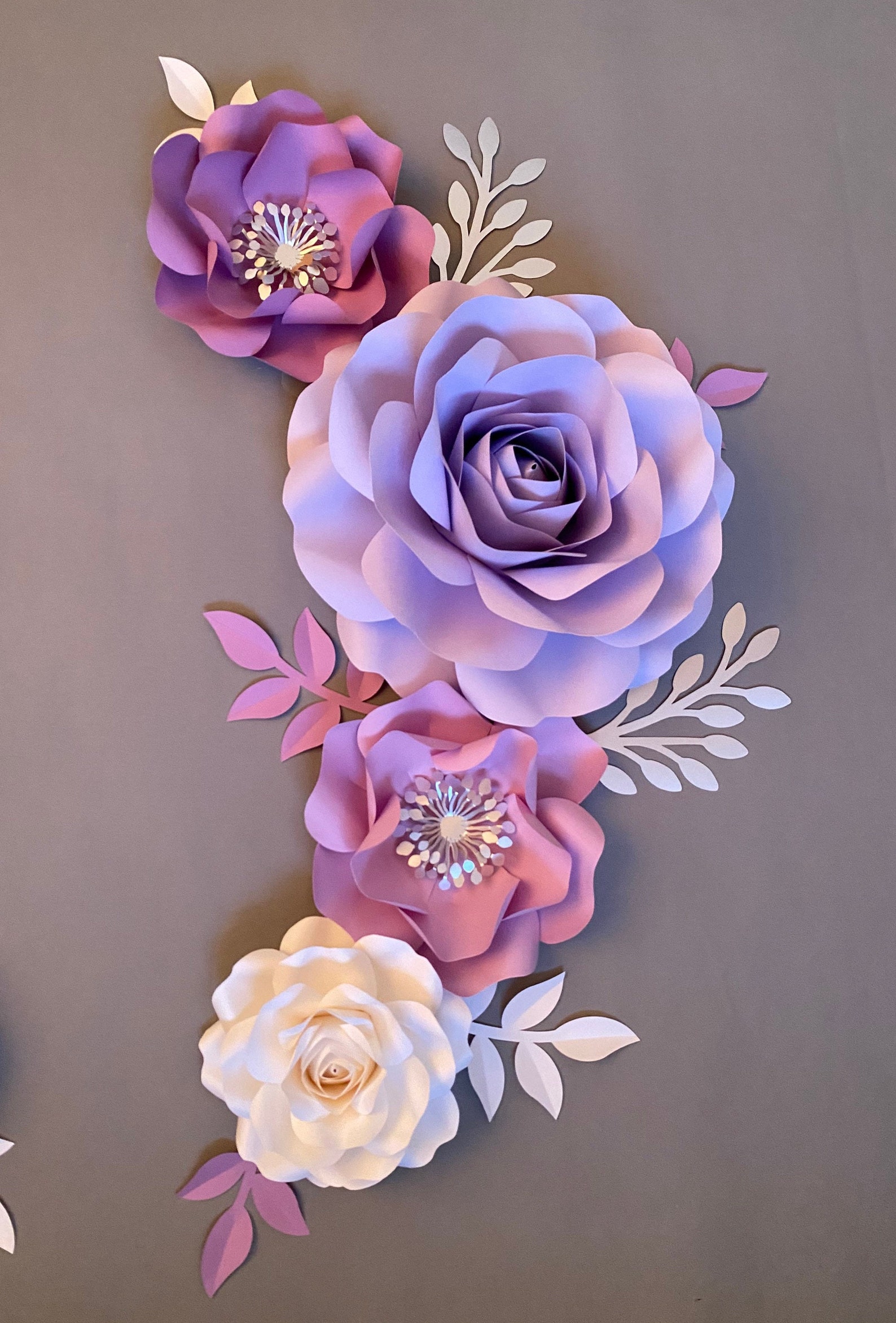Purple Paper Flower Wall Decor Purple Nursery Flowers - Etsy