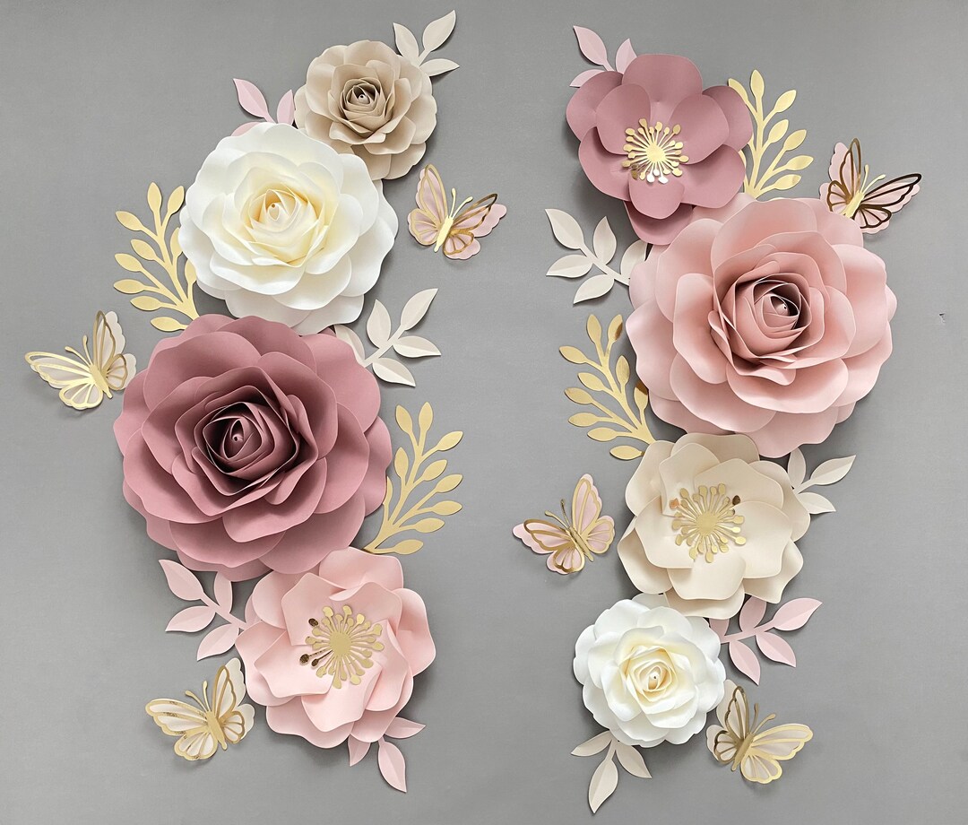 Dusty Rose Paper Nursery Flowers | Baby Girl Nursery Wall Décor ...